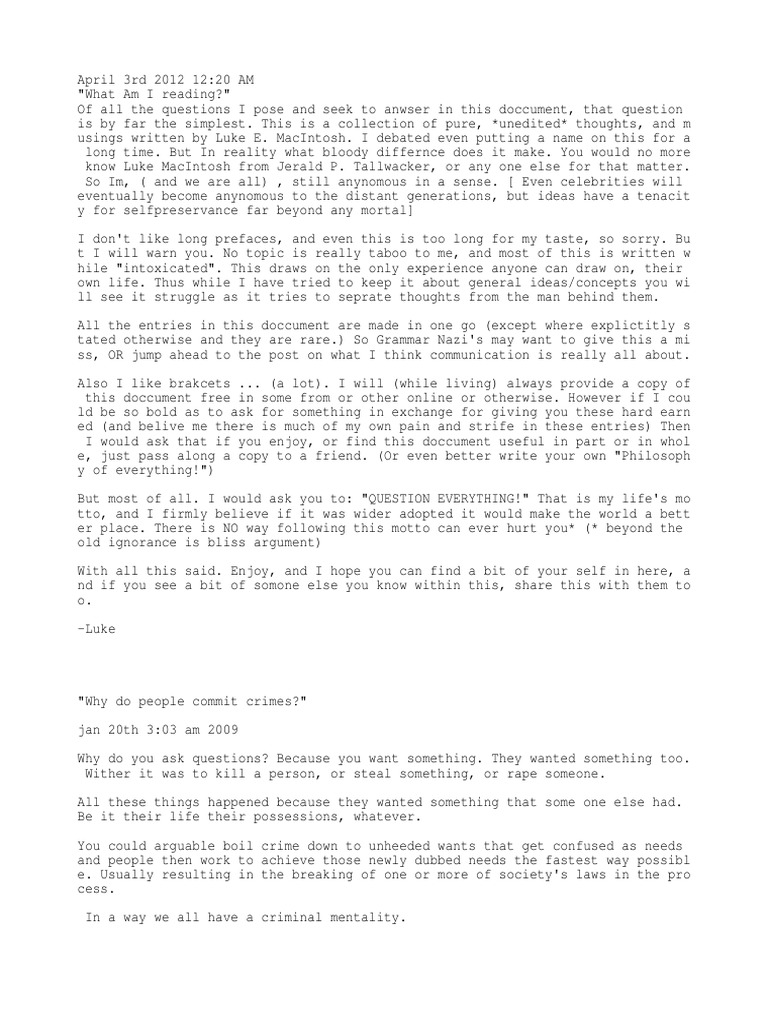 My Philosophy of Everything. | PDF | Argument | Fallacy