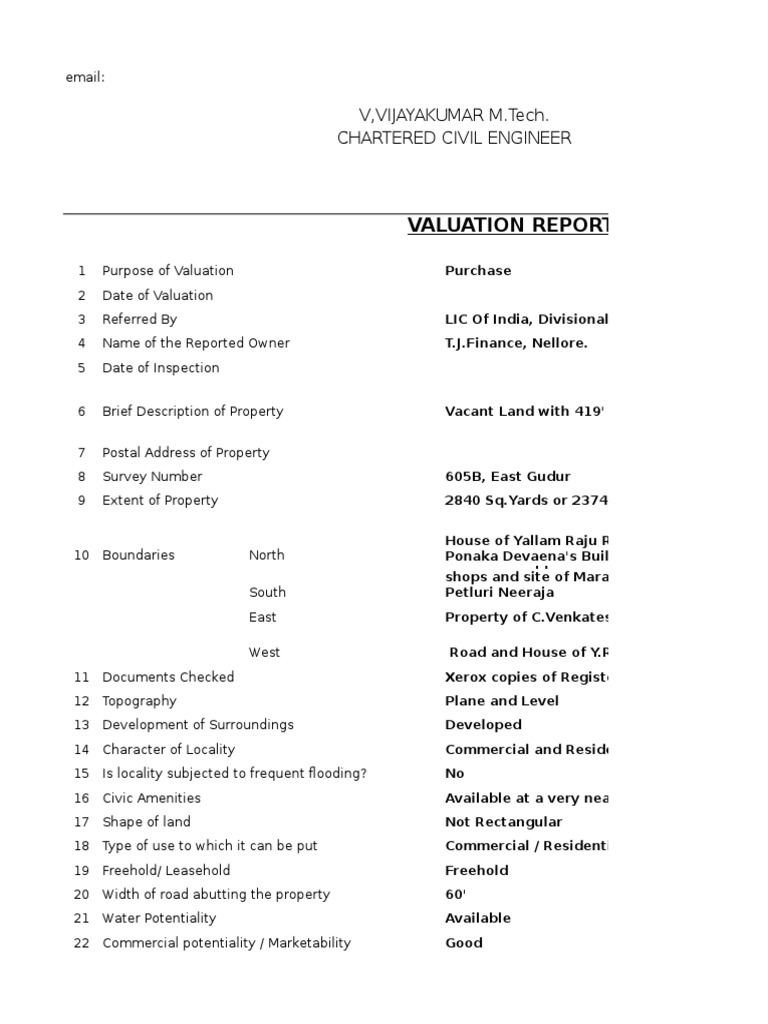 Lic Valuation Report | Download Free PDF | Real Estate Appraisal | Business