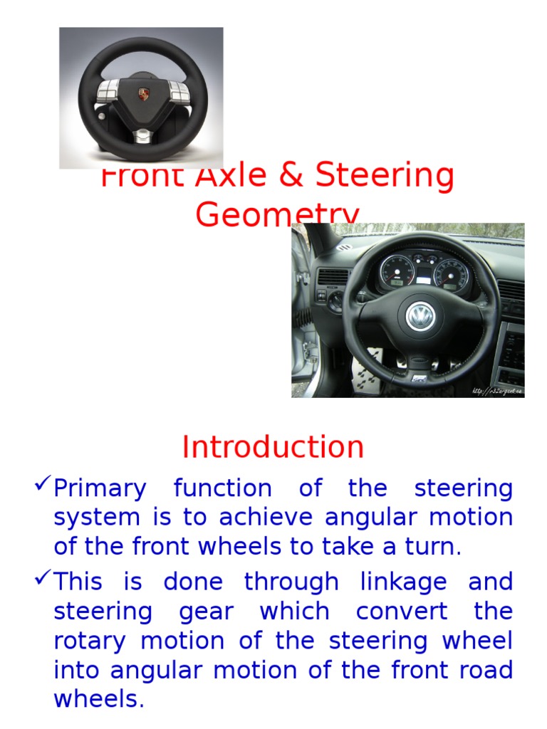 Front Axle and Steering Geometry Guide | PDF | Steering | Automobiles