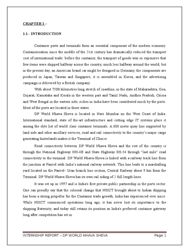 DP World Internship Report | Download Free PDF | Containerization | Cargo