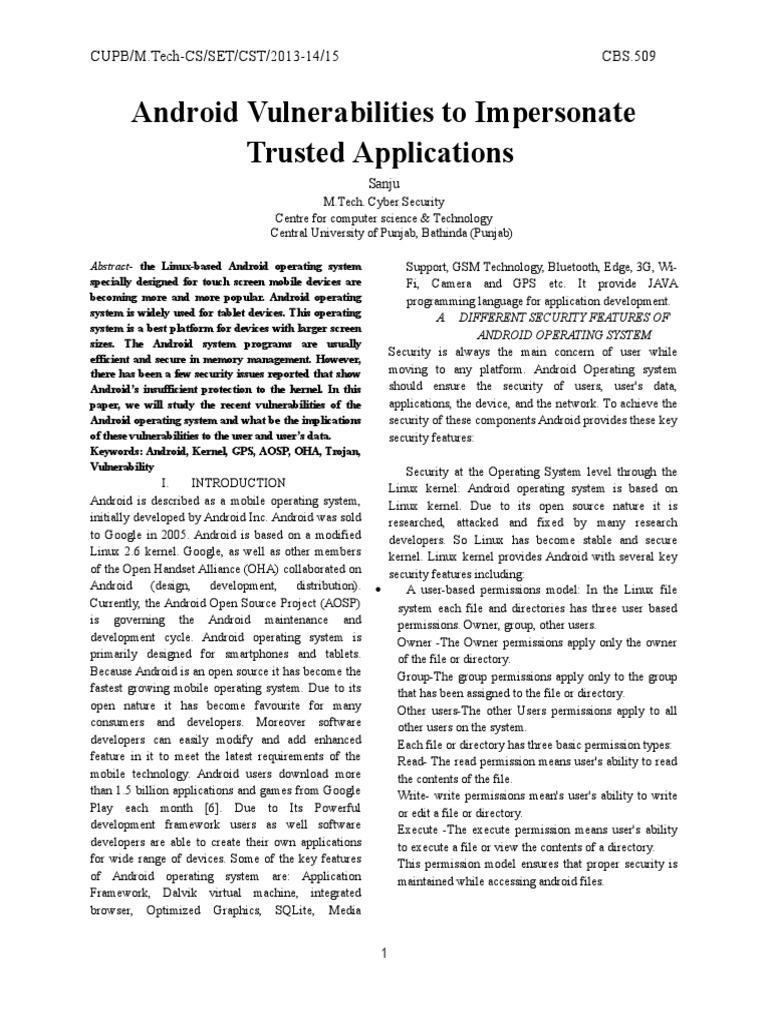 Android Vulnerability To Impersonate Trusted Applications | PDF | Android (Operating System ...