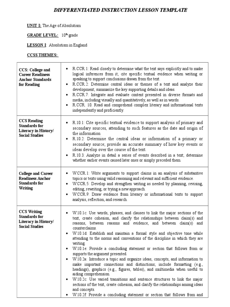 Absolutism in England Lesson Plan | PDF | Oliver Cromwell | Monarchy