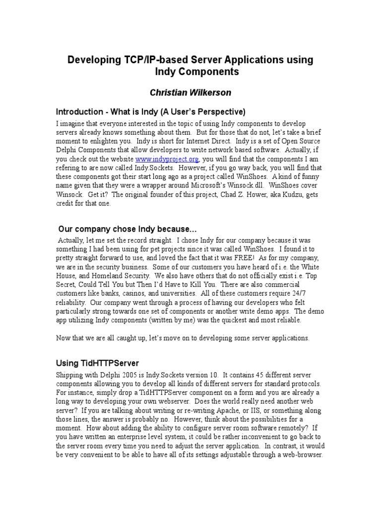 Delphi Programming Pdf Thread Computing Transmission Control Protocol