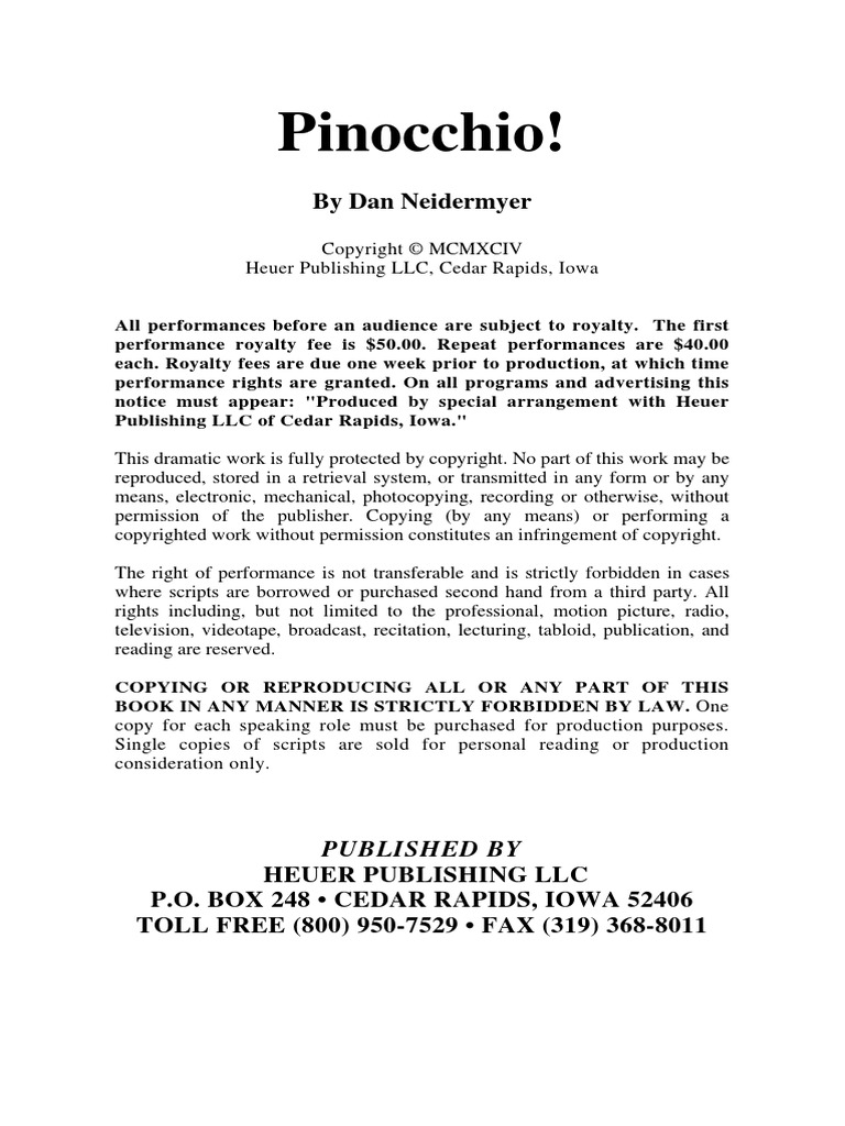 Pinocchio 3 Playscript | Pinocchio | Leisure