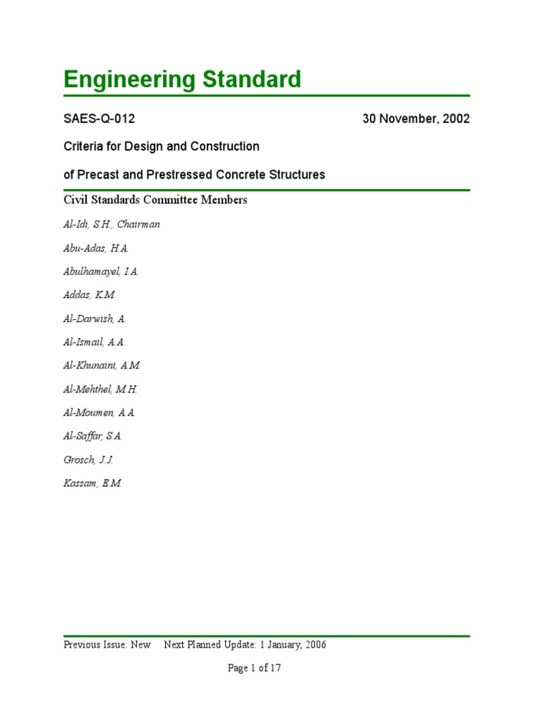Aramco Standard | PDF | Precast Concrete | Concrete