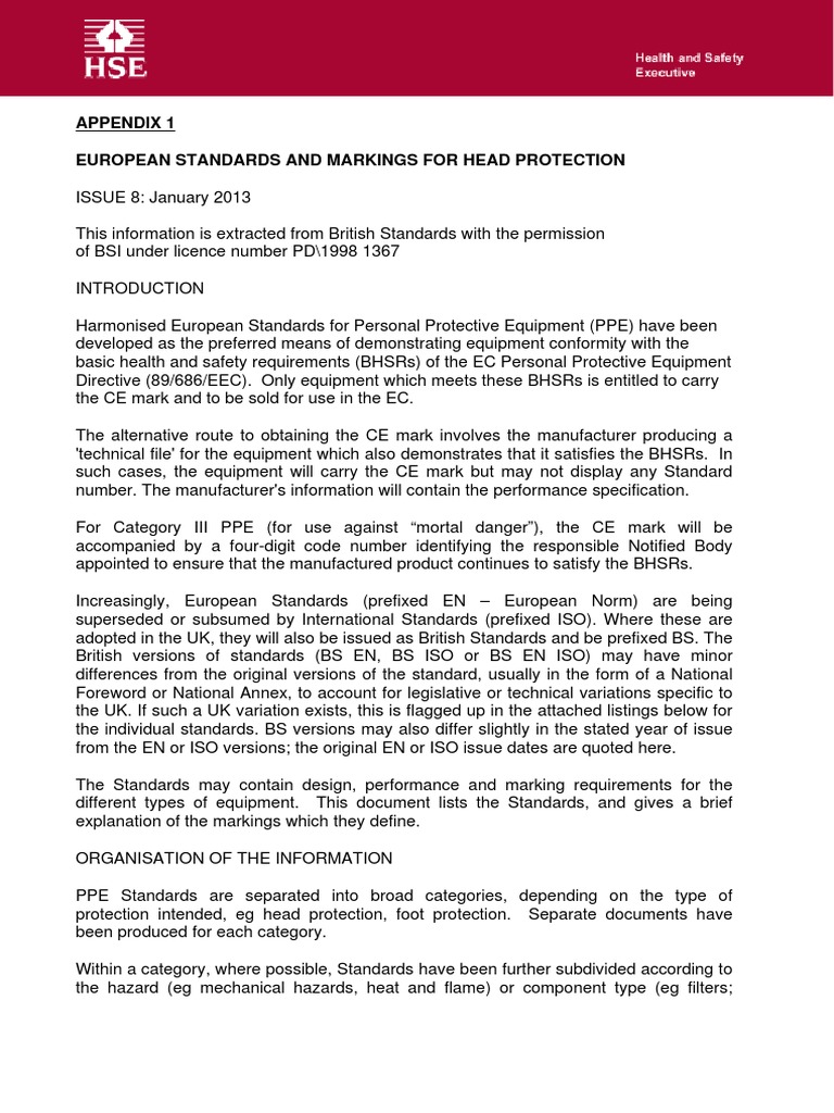 HSE Head Protection | PDF | Personal Protective Equipment | Science