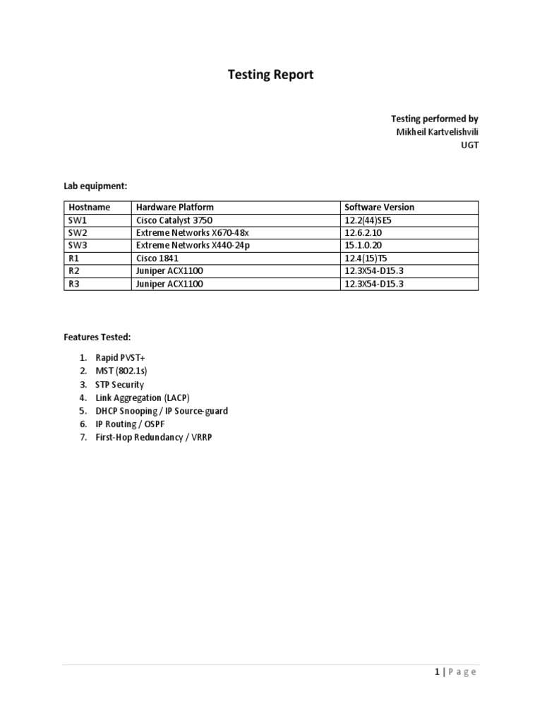 Extreme Networks vs Cisco Testing Report | PDF | Internet Standards ...