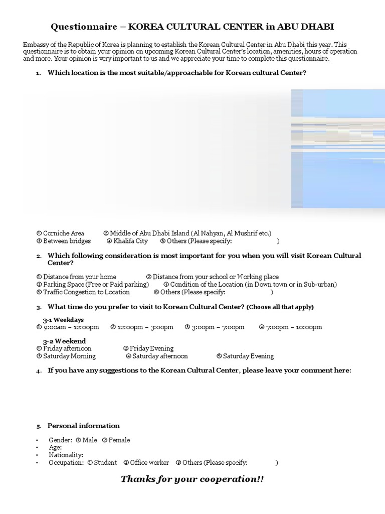 Korean Cultural Center Survey in Abu Dhabi | PDF