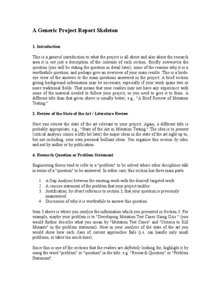 Project Report Skeleton | PDF | Citation | Cognitive Science