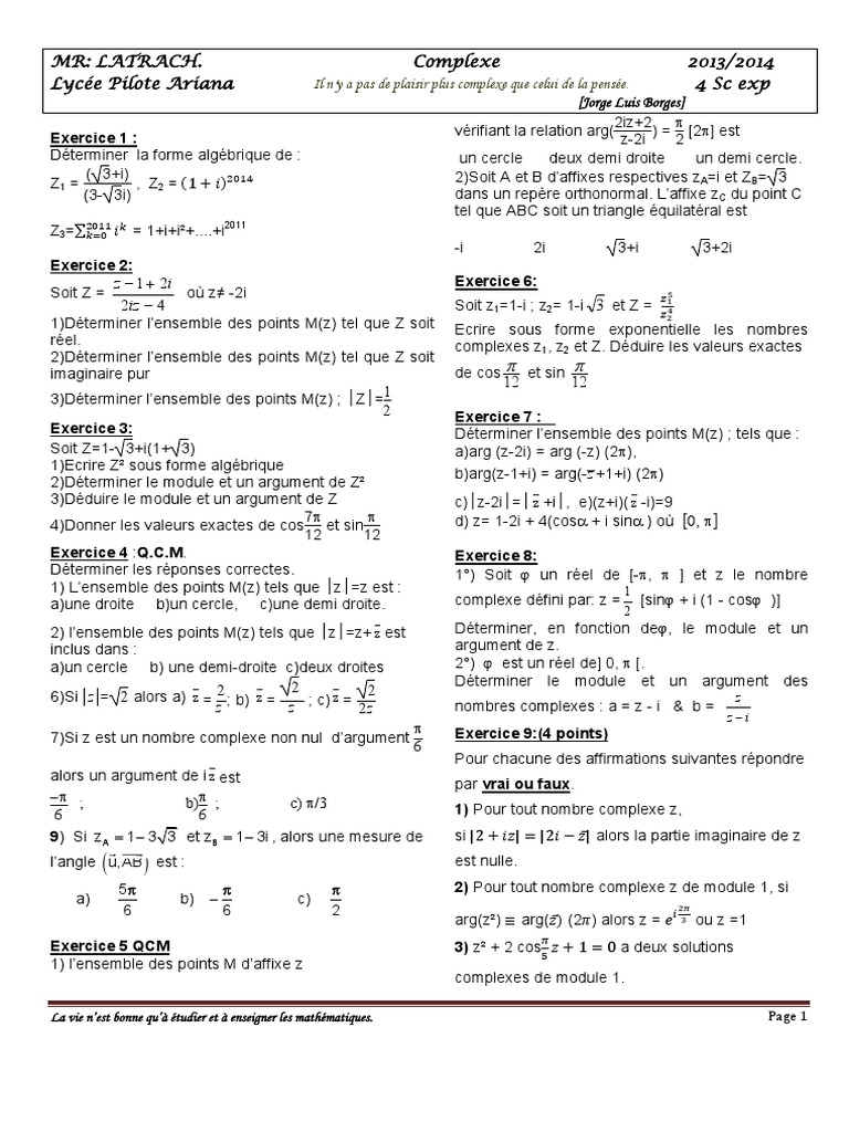Serie Complexe | PDF | Nombre complexe | Cercle