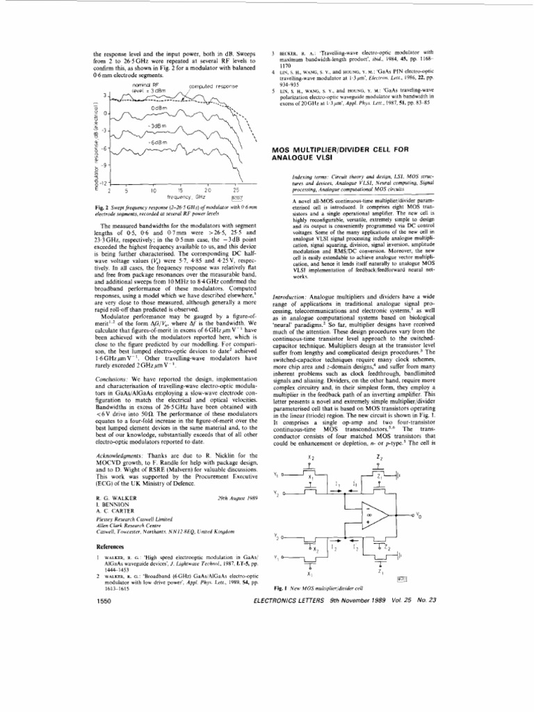 MOS Multiplier-Divider Cell For Analog VLSI | PDF | Mosfet ...
