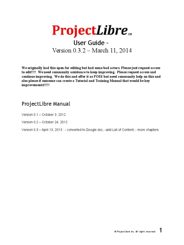 ProjectLibre Doc v0.3 | PDF | Spreadsheet | Installation (Computer ...