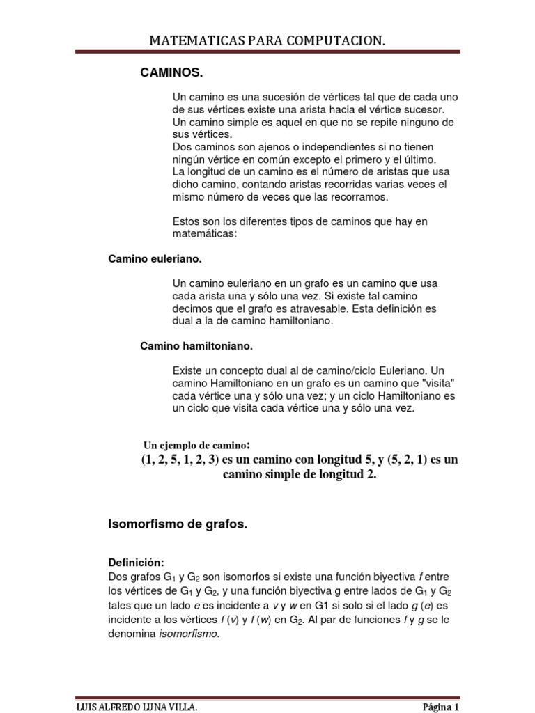 Matematicas para Computacion. | PDF | Teoría de grafos | Áreas de ...