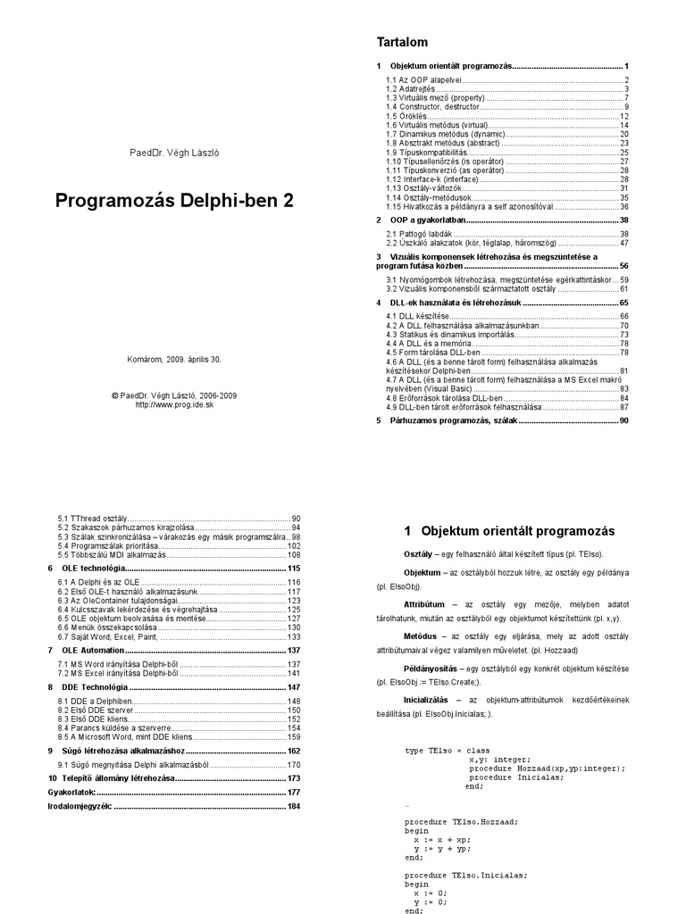 Programozás Delphiben 2. | PDF