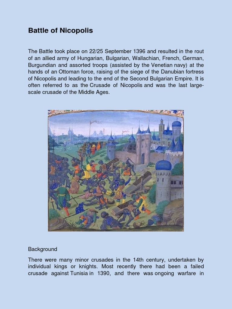 Battle of Nicopolis 1396 | Crusades | Middle Ages