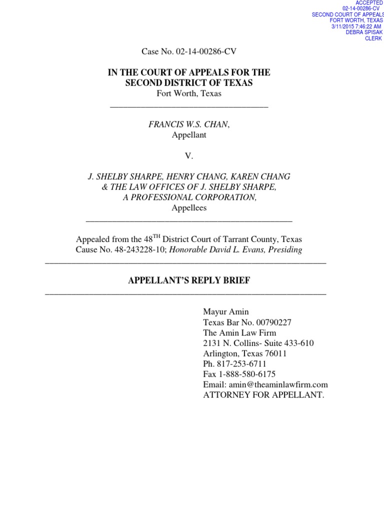 Texas Appeals Court Case: Chan v. Sharpe | PDF | Summary Judgment ...