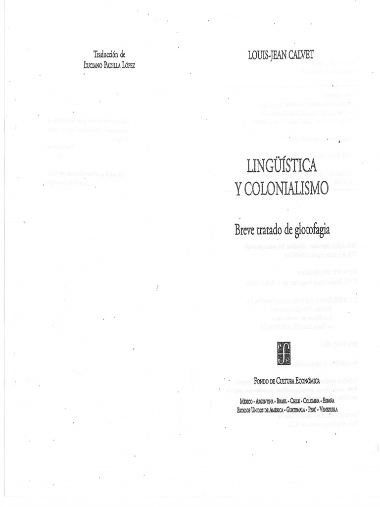 Louis-Jean Calvet - Lingüística y Colonialismo | PDF