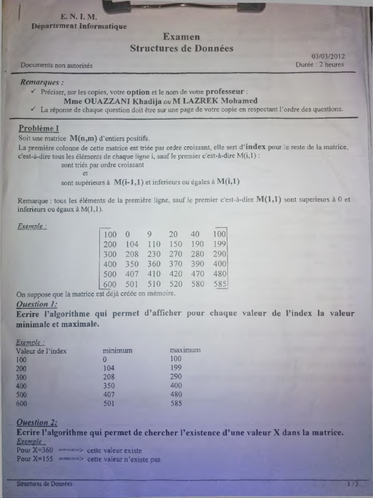 Exam SDD 2011-2012 | PDF | Informatique théorique | Programmation informatique