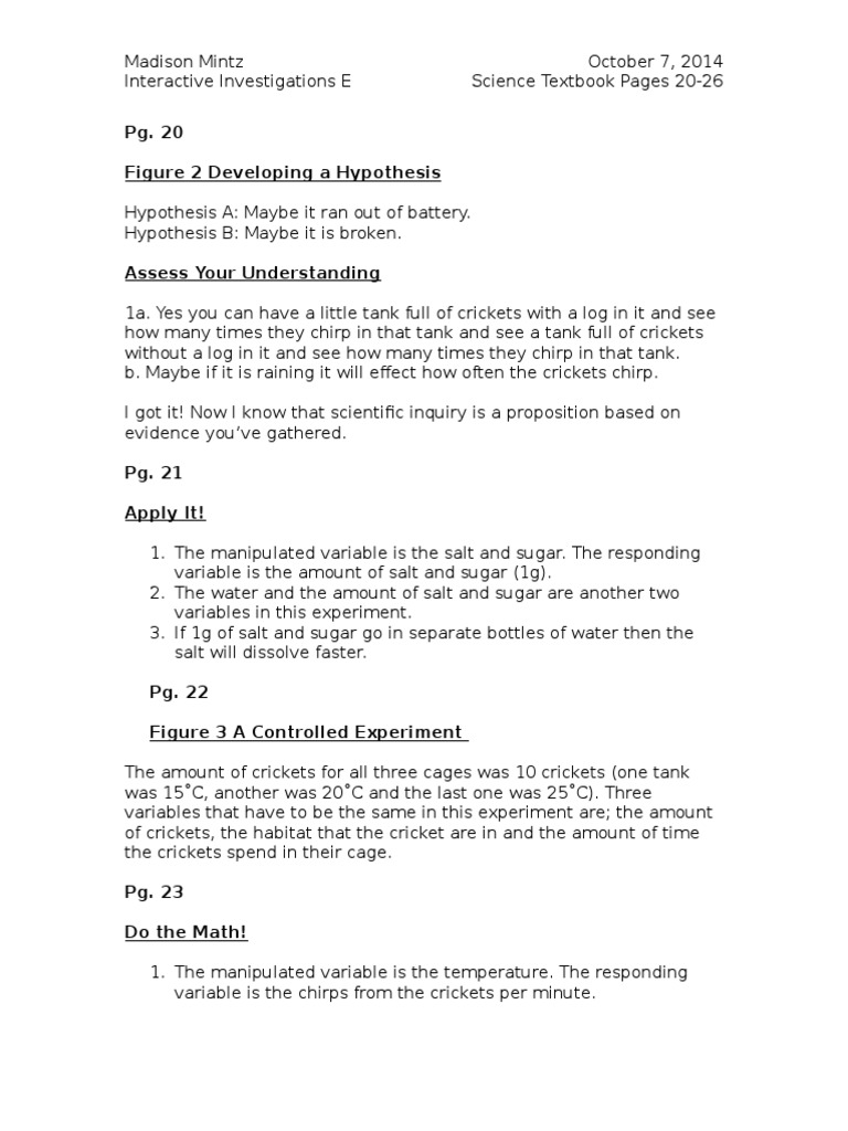 Interactive Science Investigations | PDF | Experiment | Hypothesis