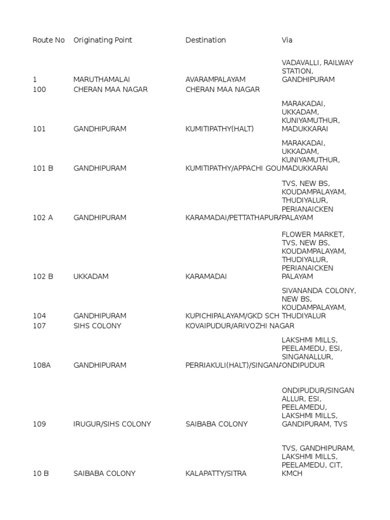 Coimbatore Bus Timings | PDF | Transport Infrastructure | Rail Transport