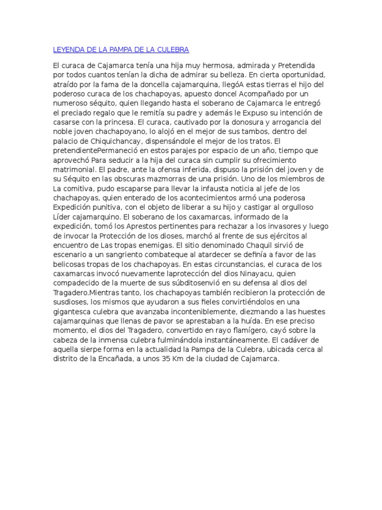 Leyenda de La Pampa de La Culebra | PDF