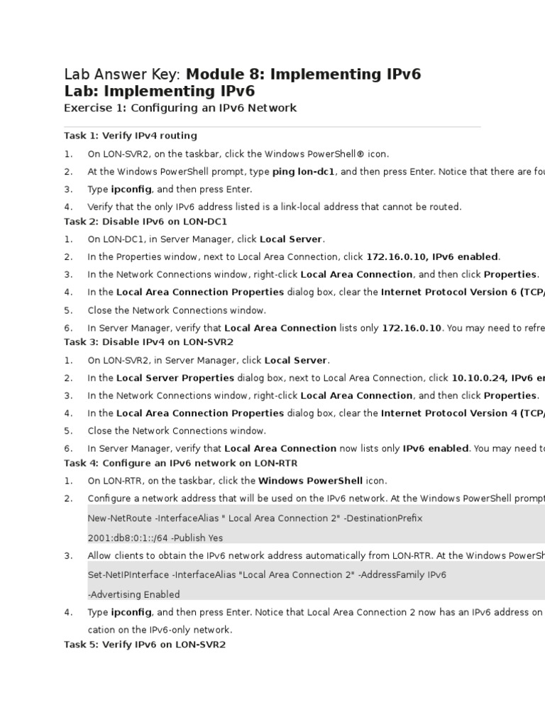 Lab 8 - AD | PDF | I Pv6 | Domain Name System