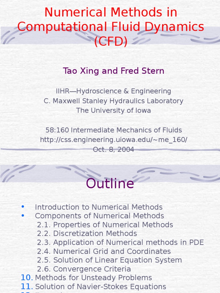Numerical Methods in Computational Fluid Dynamics CFD | PDF | Numerical ...