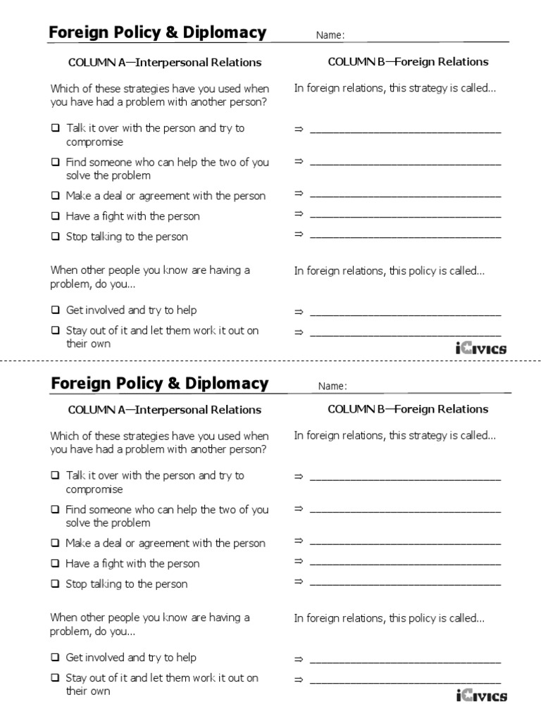 Strategies in Foreign Policy Diplomacy | PDF | Presidents Of The United ...