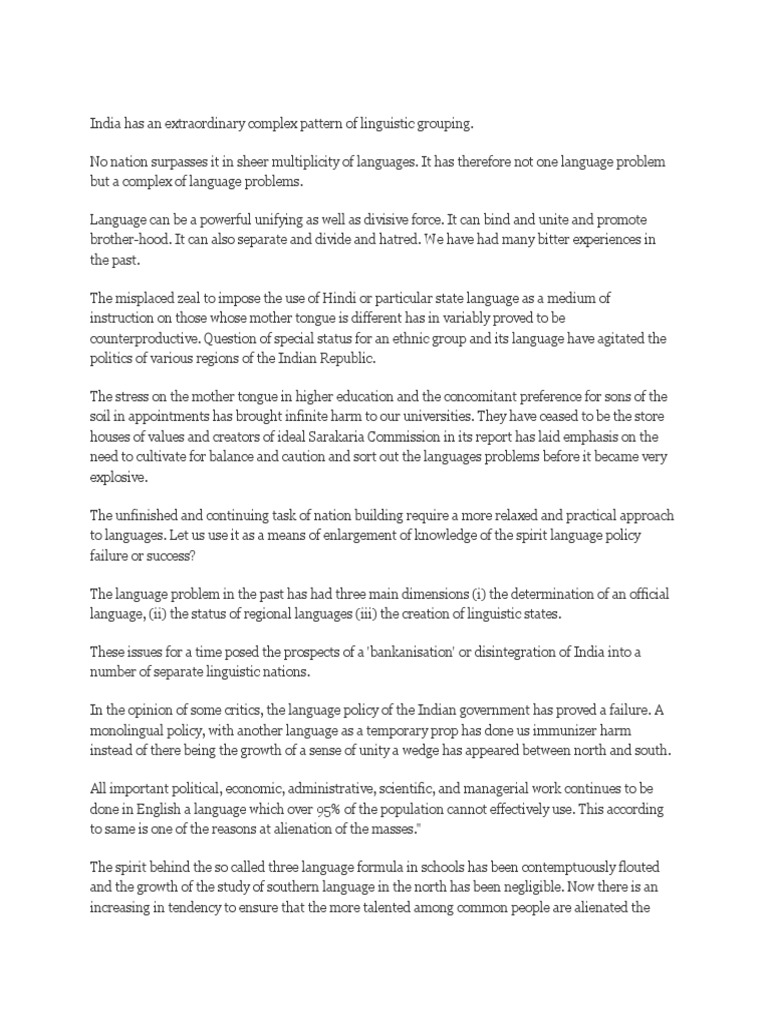 Language As A Divisive Factor | PDF | First Language | Languages