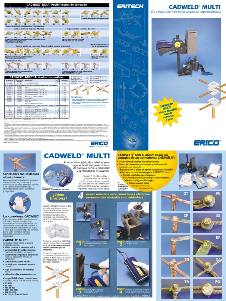 Catalogo Cadweld | PDF | Conductor electrico | Soldadura