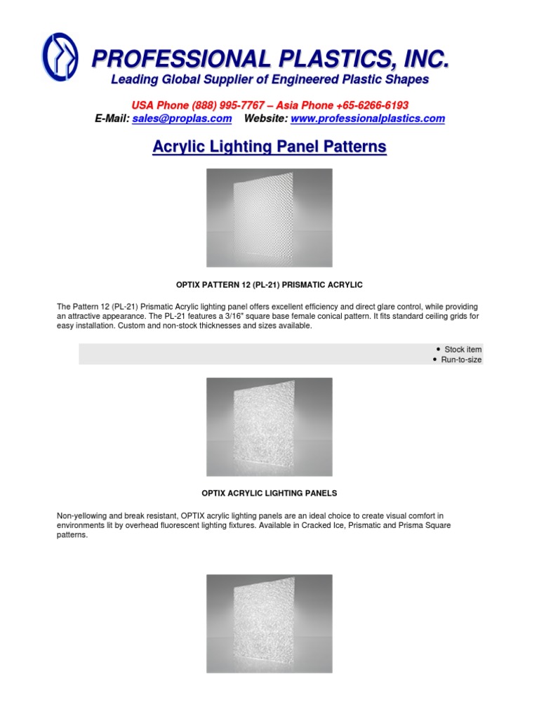 Acrylic Lighting Panel Patterns | PDF | Lighting | Prism