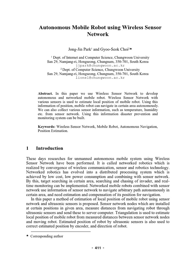 Autonomous Mobile Robot Using Wireless Sensor | PDF
