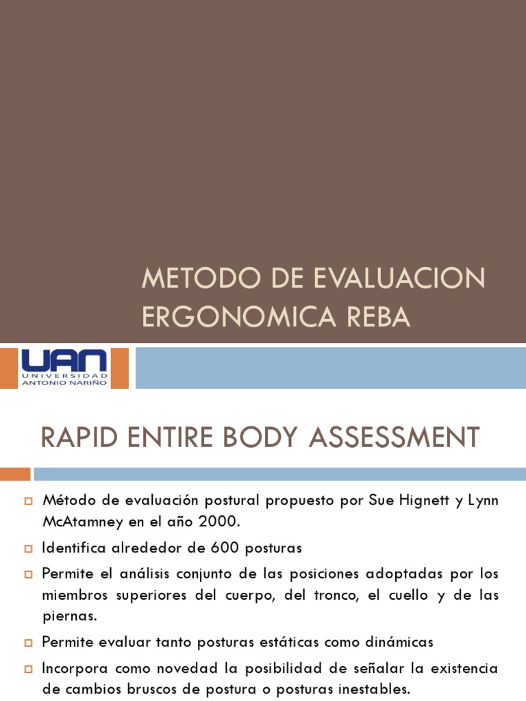 Metodo de Evaluacion Ergonomica Reba | PDF | Factores humanos y ...