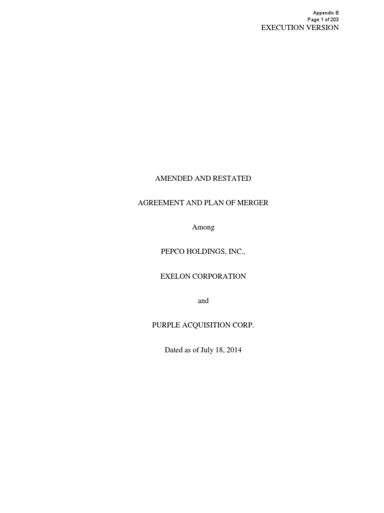 Corporate Merger Agreement | PDF | Financial Statement | Stocks