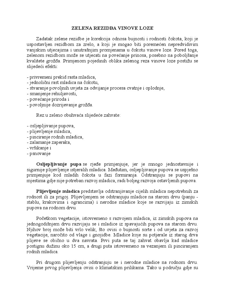 Zelena Rezidba Vinove Loze | PDF