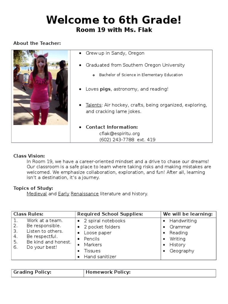 6th Grade Overview with Ms. Flak | PDF | Social Science