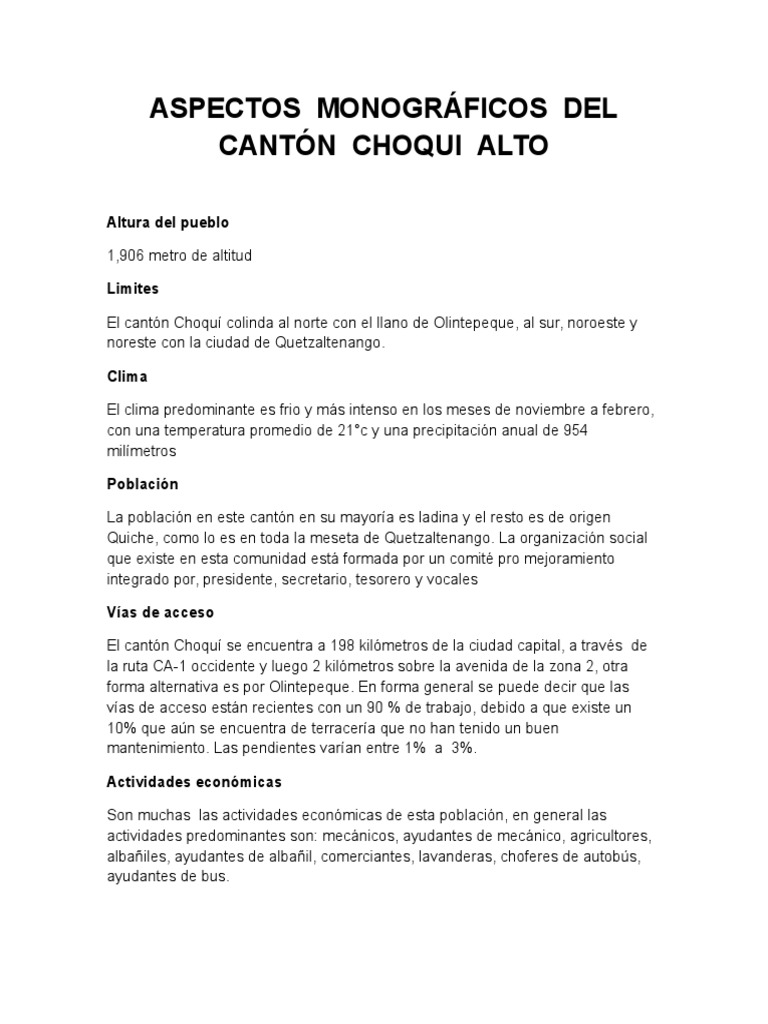 Datos de Choquí | Descargar gratis PDF | Hospital | Transporte