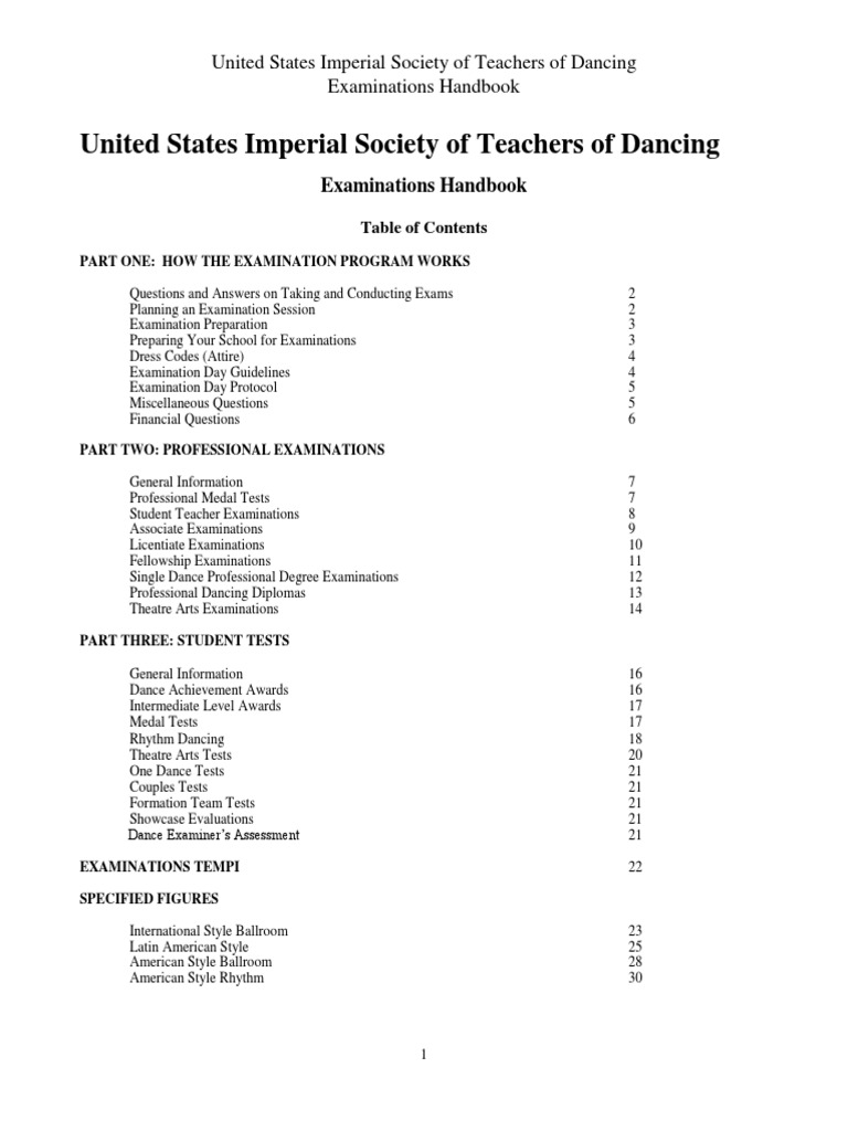 ISTD Examinations Handbook Overview | PDF | Ballroom Dance | Dances