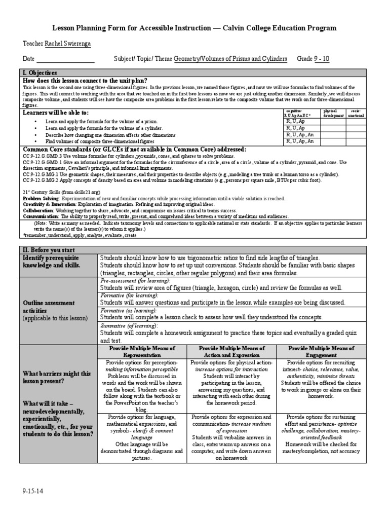 Lesson 4 Volume of Prisms and Cylinders | PDF | Volume | Area