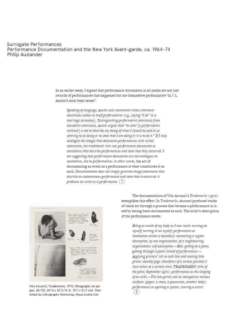 Auslander, Philip - Surrogate Performances - On Performativity - Walker ...