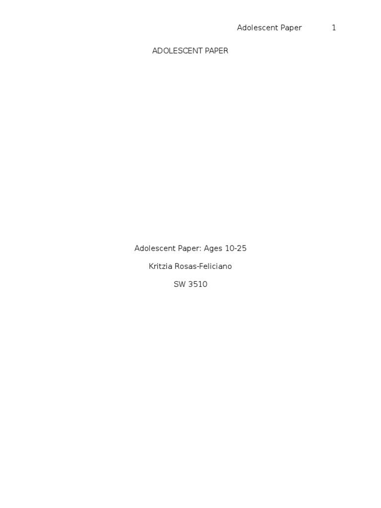 Adolescentpaper | PDF | Bullying | Adolescence