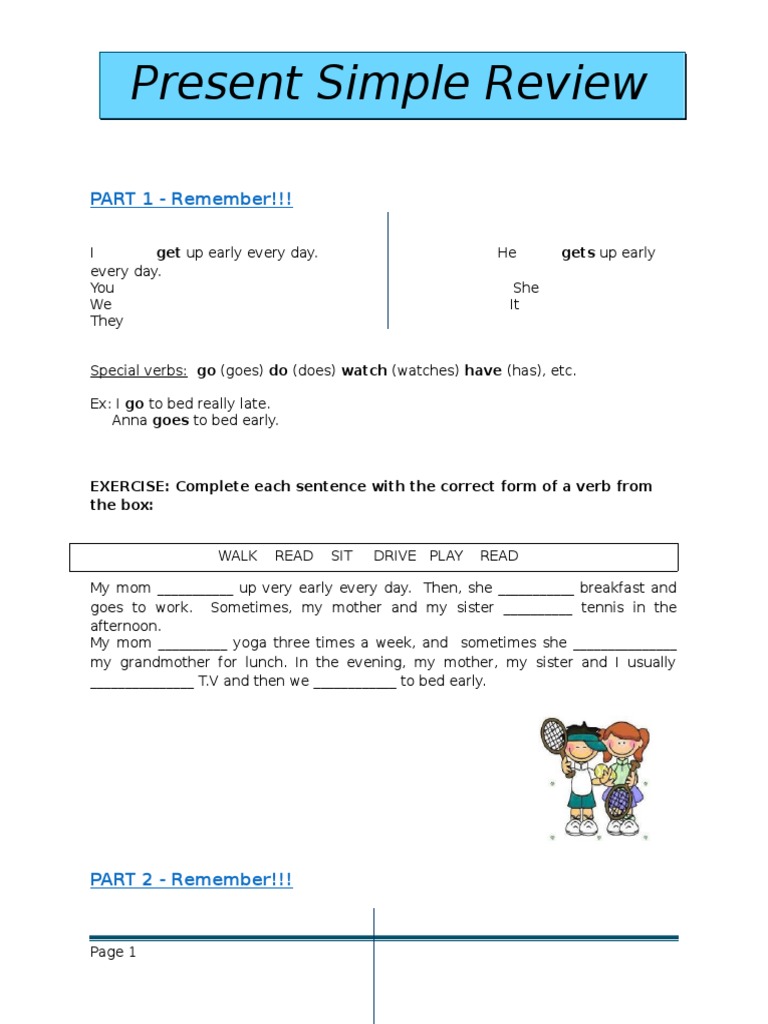 Present Simple Review: PART 1 - Remember!!! | PDF