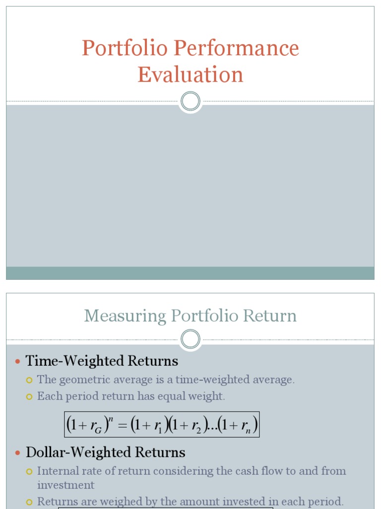 Measure and Evaluate Portfolio Performance | PDF | Sharpe Ratio | Beta ...