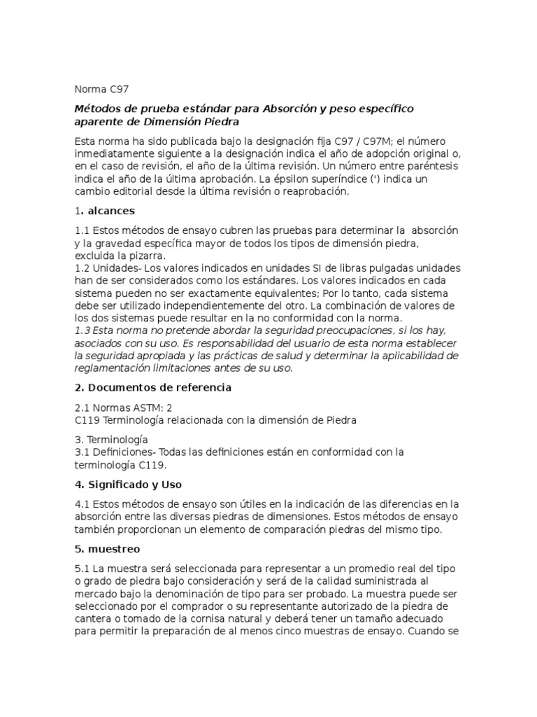 Norma Astm C97 | PDF | Densidad | Agua