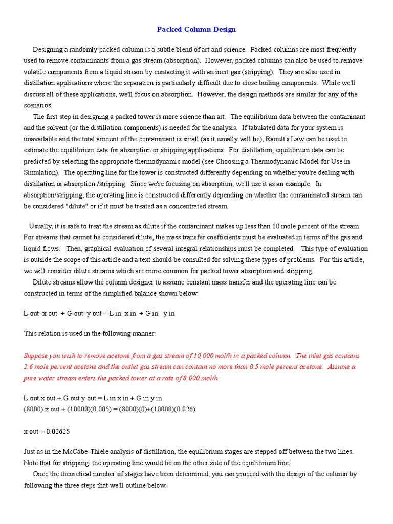 Packed Column Design | Download Free PDF | Distillation | Pressure