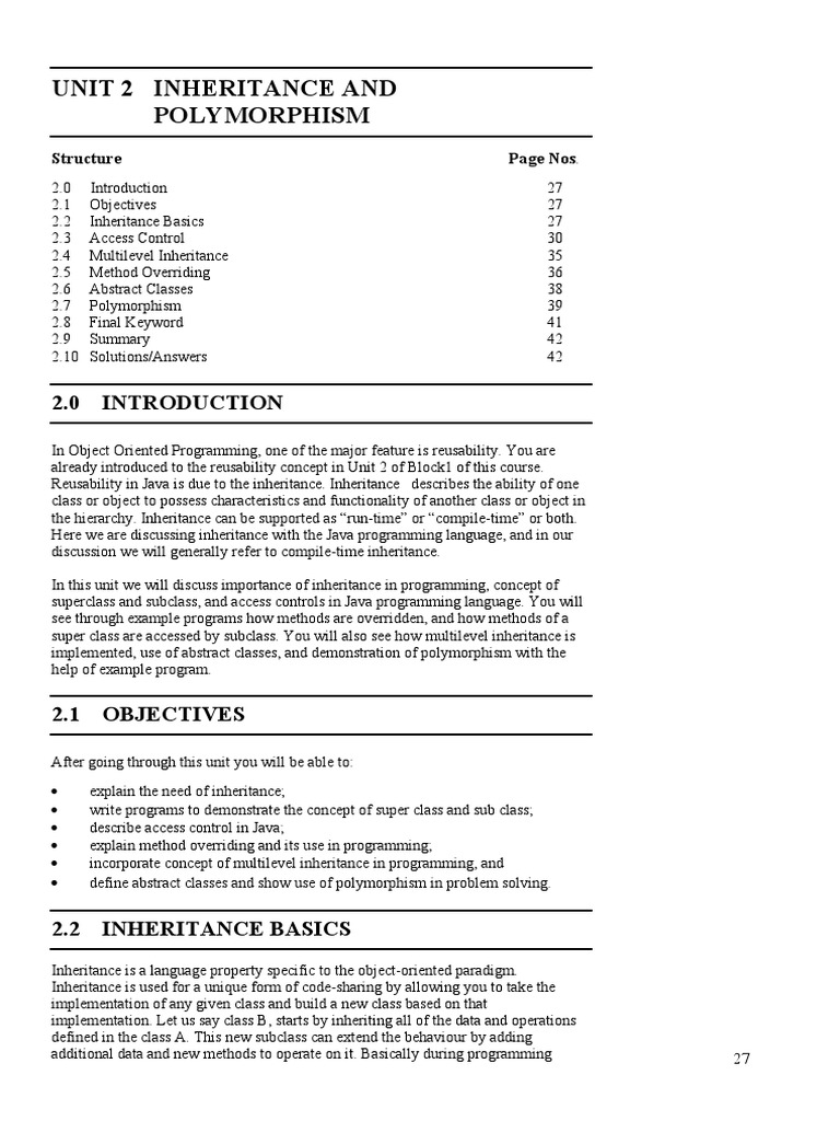 Block 2 Inheritance Object Oriented Programming