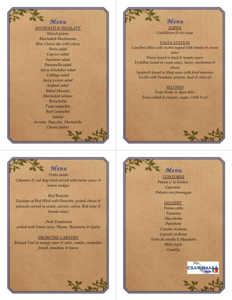 Menu Intercontinental 200210 | PDF