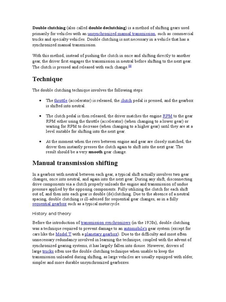 Double Clutching | PDF | Manual Transmission | Wheeled Vehicles