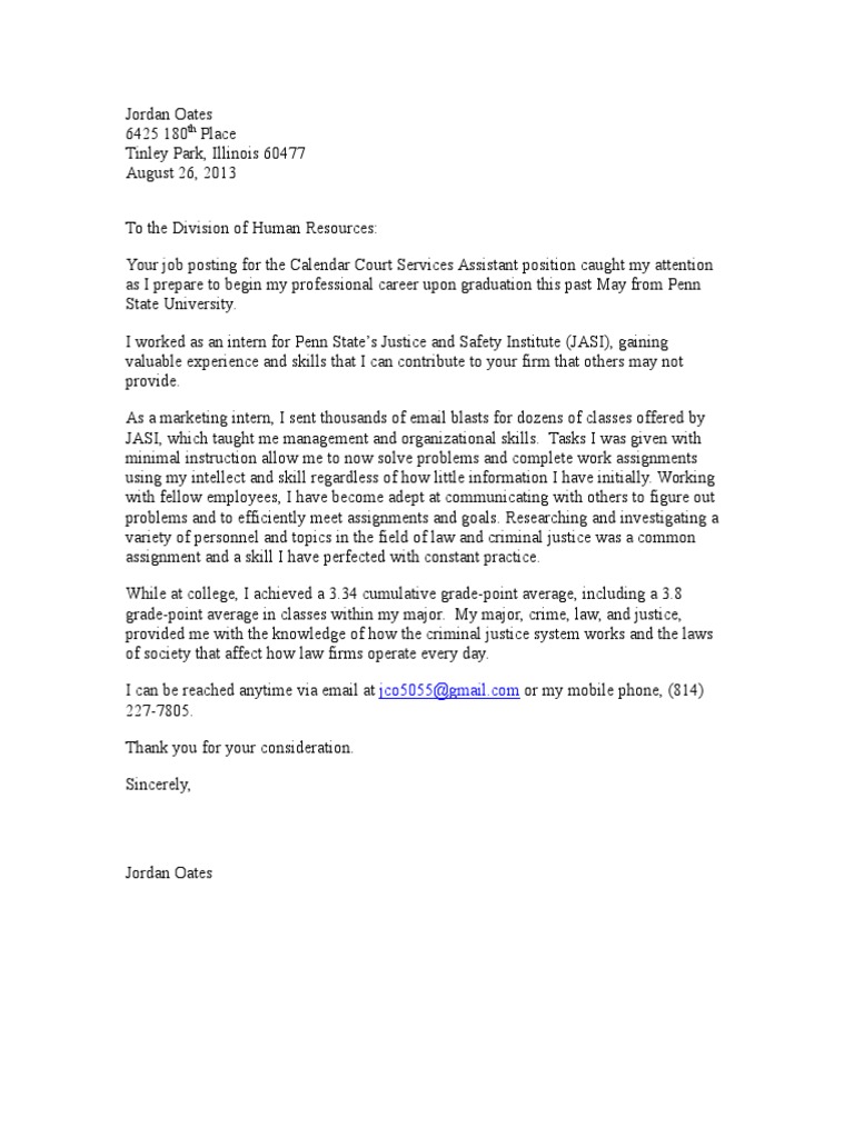 Penn State Graduate Cover Letter | PDF