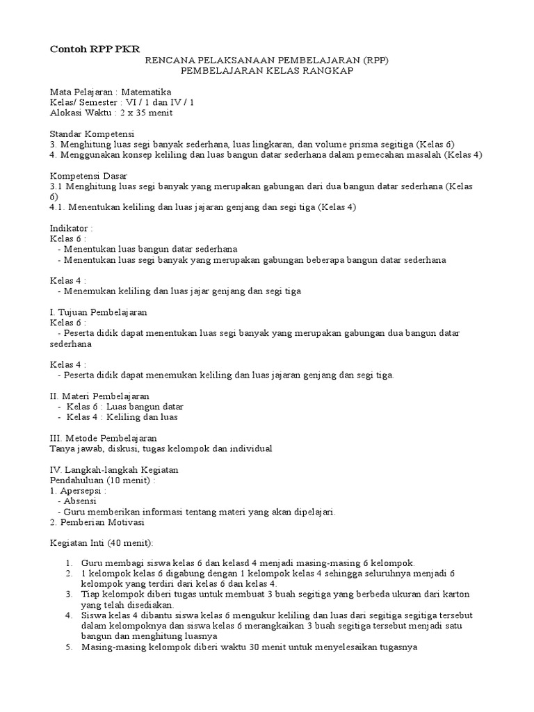 Contoh RPP PKR | PDF